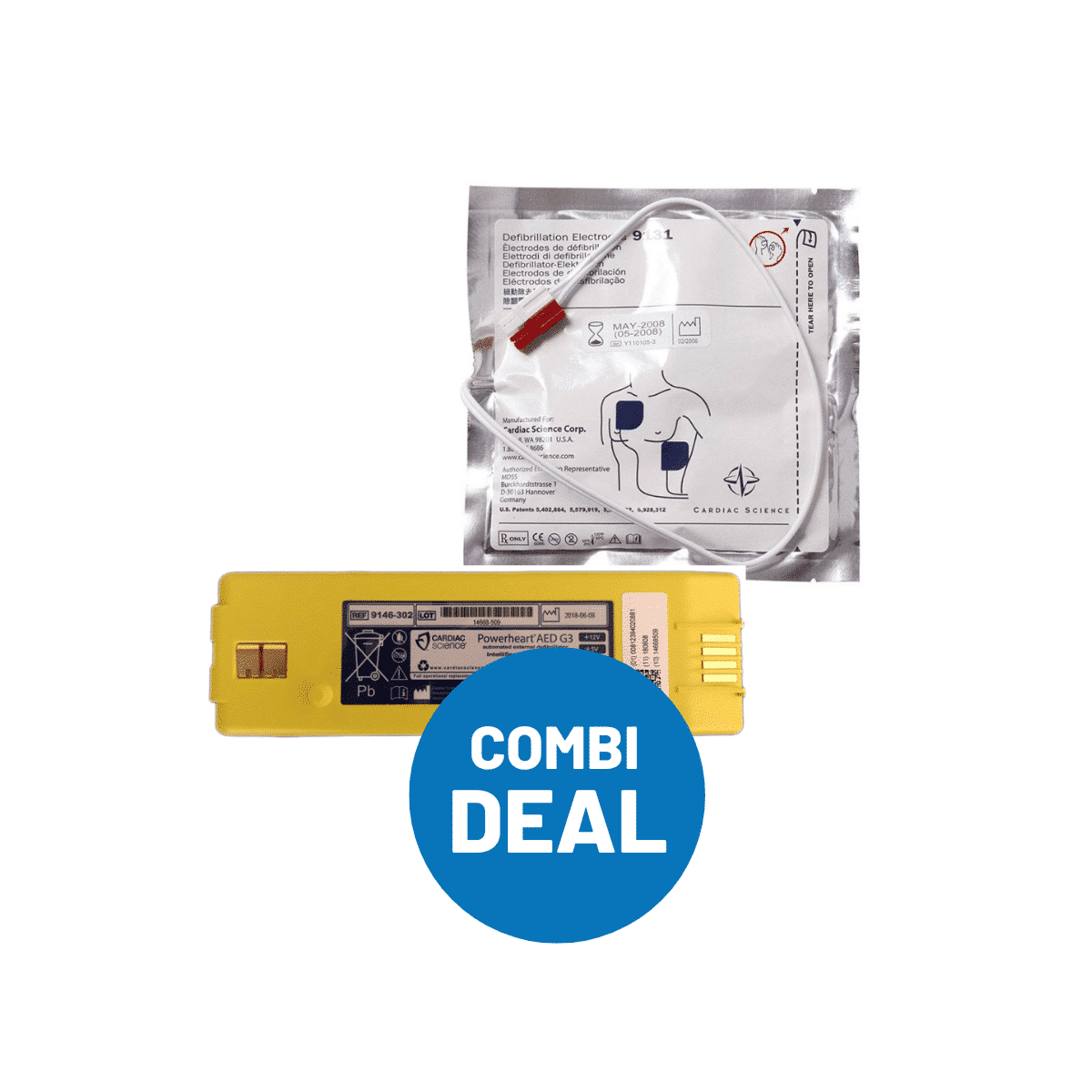 Combideal Cardiac Science G3 elektroden + batterij - Defibrion
